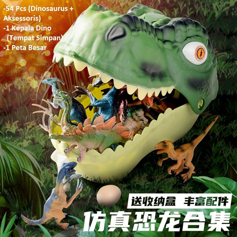 Jual Mainan Dinosaurus 54 PCS Lengkap dengan Kotak Penyimpanan Bentuk ...