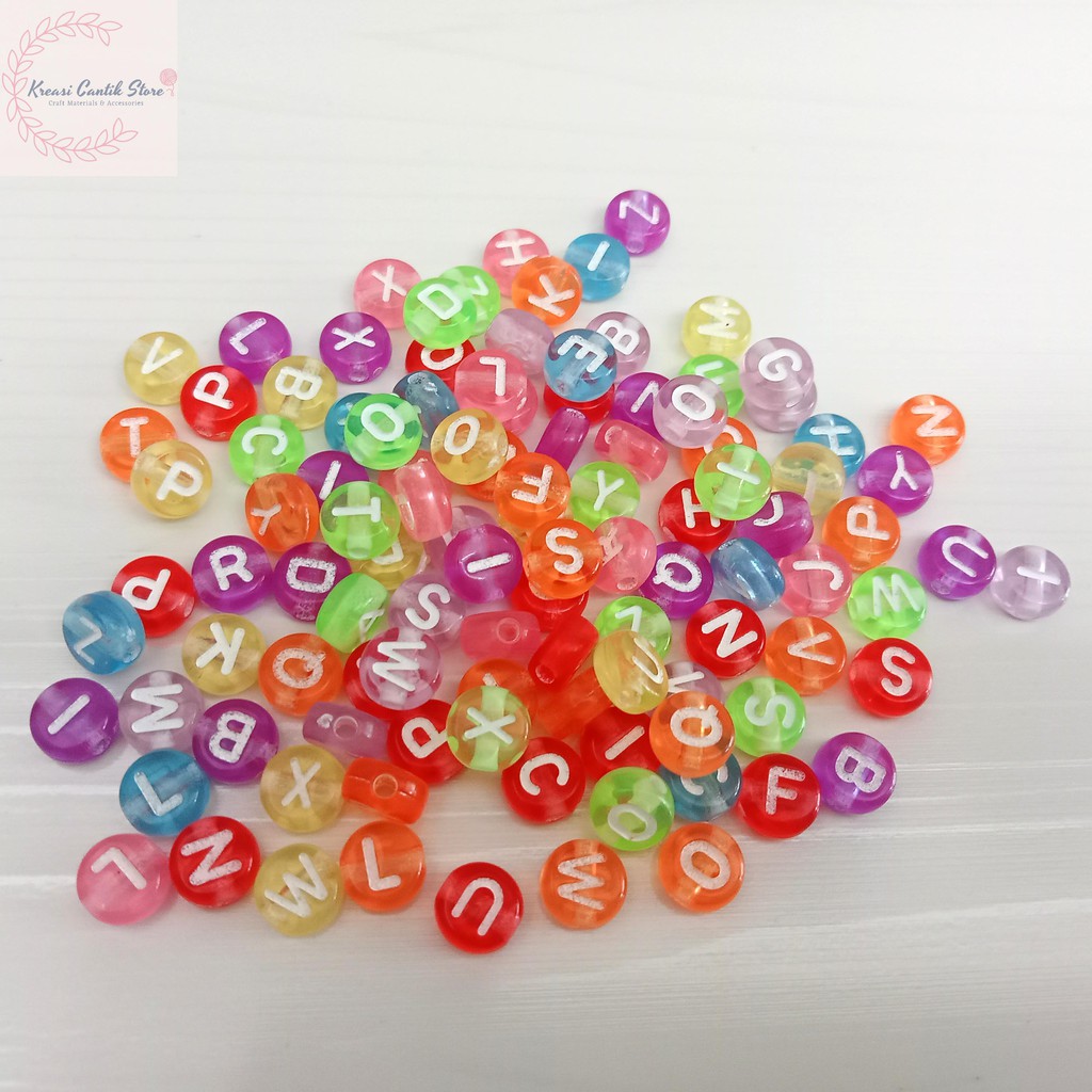 Jual Manik-Manik / Manik Huruf / DIY / Mote Abjad bulat / Manik Huruf ...