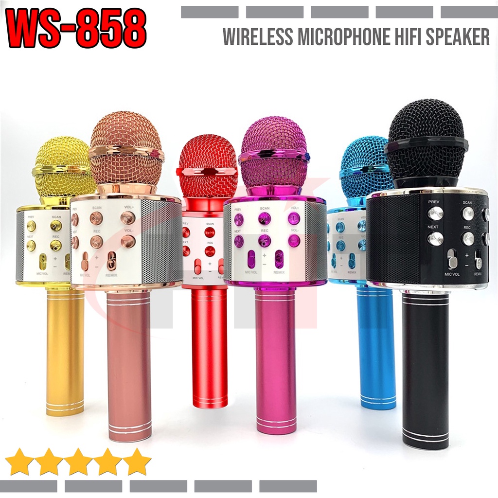 Jual Speaker Microphone Karaoke Mikrofon Wireless Bluetooth WSTER WS-858 Mic Smule | Shopee ...