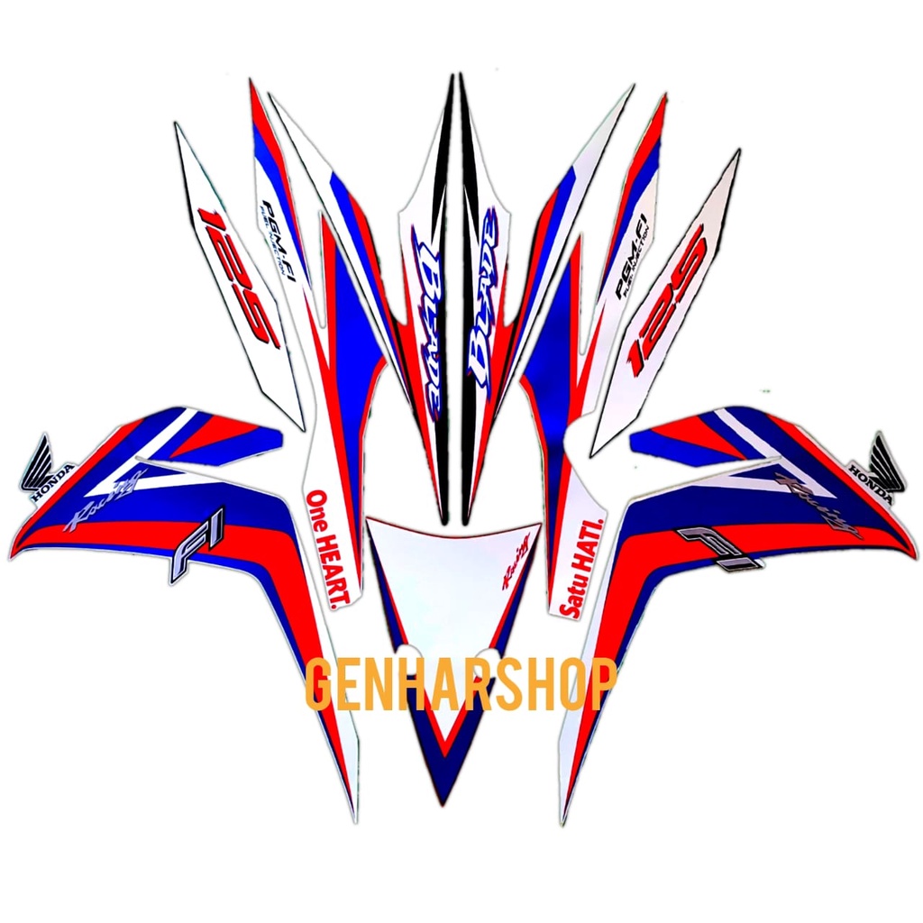 Jual Stiker Striping Lis Body motor Blade Racing 2015 Merah Putih Biru ...