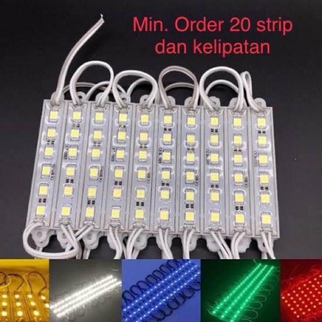 Jual Led modul SMD 5050 waterproof 6 mata led per strip 12 v 12v 12 volt minimal 20strip warna ...