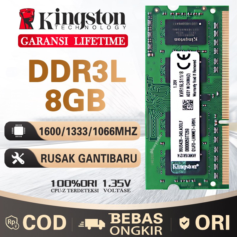 Jual Memory Ram laptop kingston SODIMM DDR3 DDR3L 2GB 4GB 8GB 1600MHZ PC12800 1333MHZ PC10600 ...