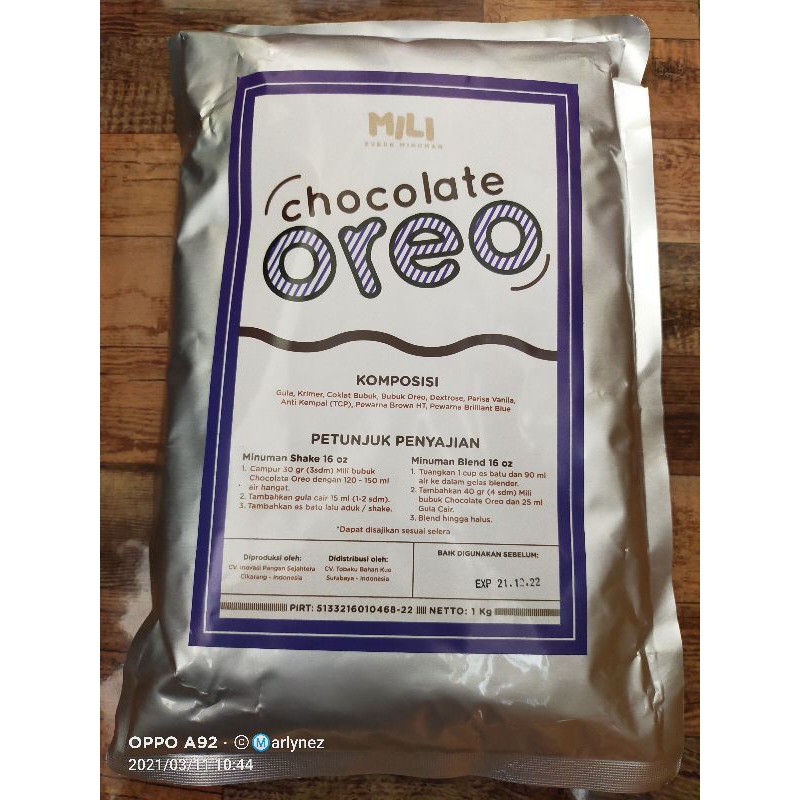 Jual Serbuk minuman MILI rasa Chocolate Oreo | Shopee Indonesia