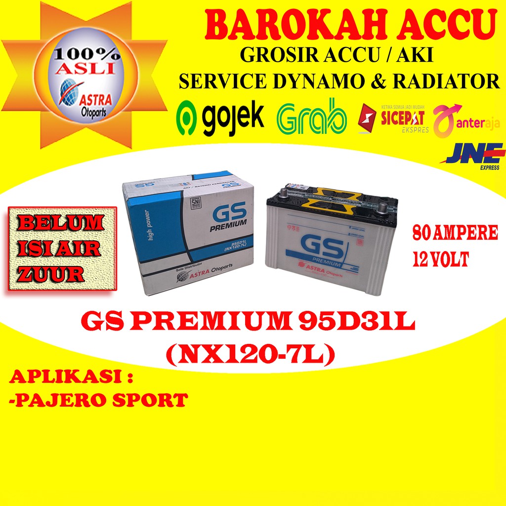Jual AKI GS PREMIUM 95D31L / NX120-7L , 80 AMPERE ASTRA OTOPARTS | Shopee Indonesia