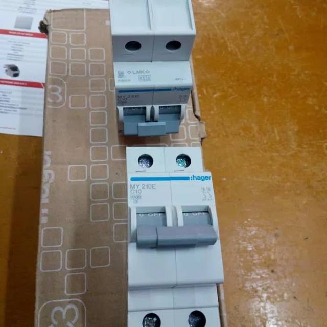 Jual Mcb hager 2pole 10ampere 4,5ka my210e C10 baru | Shopee Indonesia