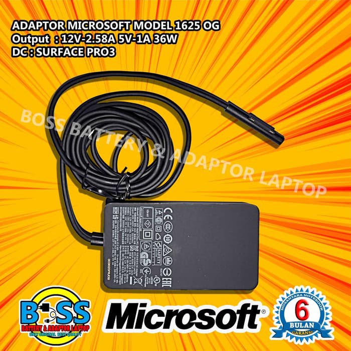 Jual Adaptor Microsoft surface pro 3 Model 1625 12v-2.58A | Shopee ...