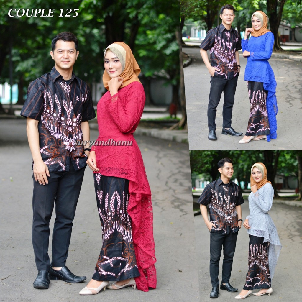 Jual CP 125 Couple batik RnB rok blus pinguin buntut brokat baju lebaran pesta wisuda kondangan ...