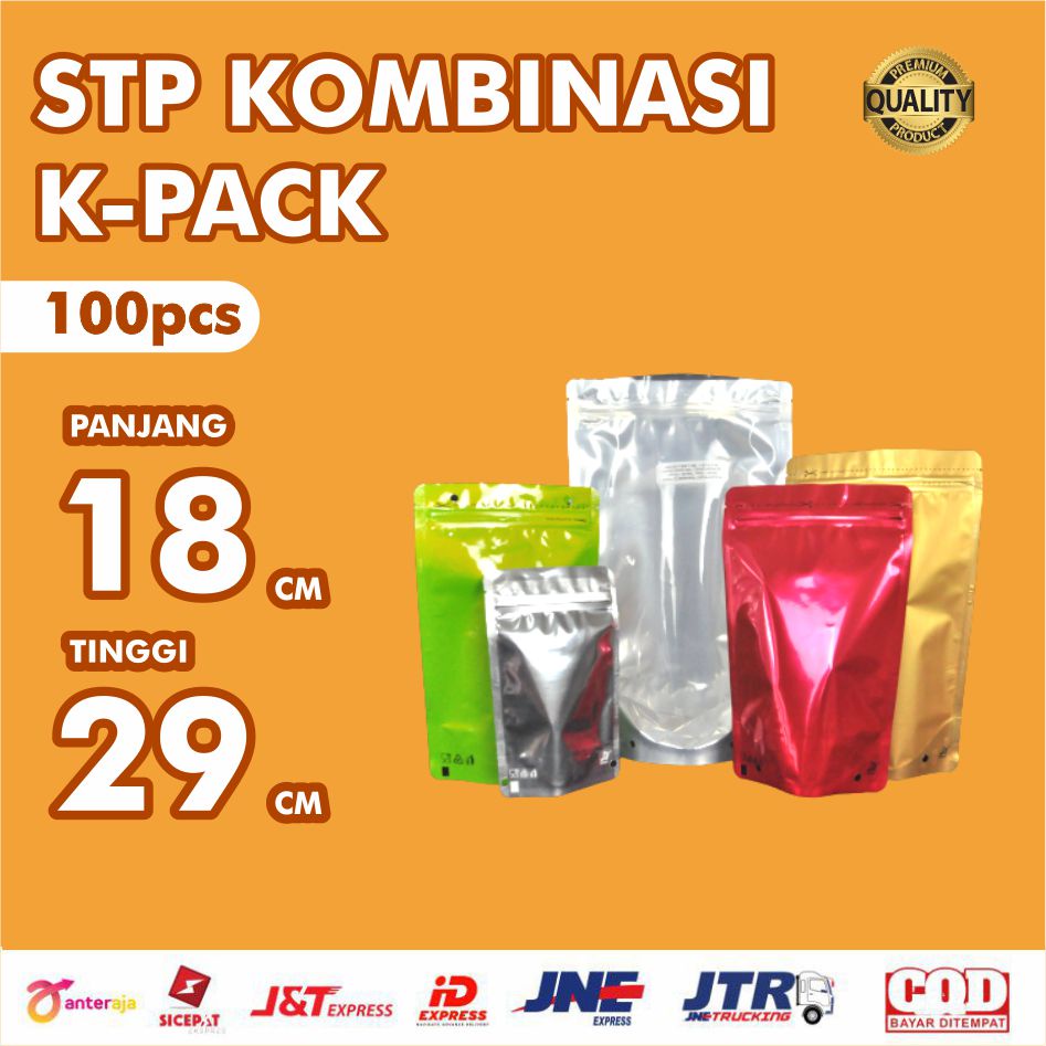 Jual [100PCS] KEMASAN ZIPLOCK STANDING POUCH KOMBINASI K-PACK 18 X 29 ...