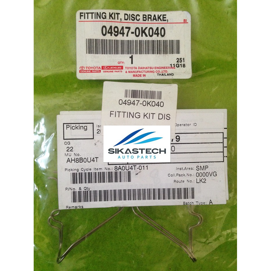 Jual DISC BRAKE FITTING KIT / KLIP PERLENGKAPAN REM CAKRAM DEPAN TOYOTA ...