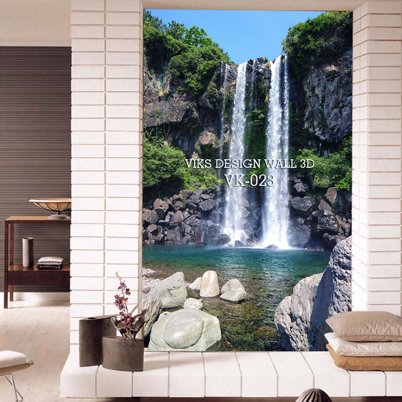 Jual CETAK Stiker Pemandangan Air Terjun Alami, Wallpaper 3d Waterfall ...