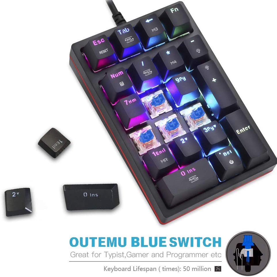Jual Keyboard Numpad RGB Mechanical BLUE Switch Motospeed Backlight LED ...