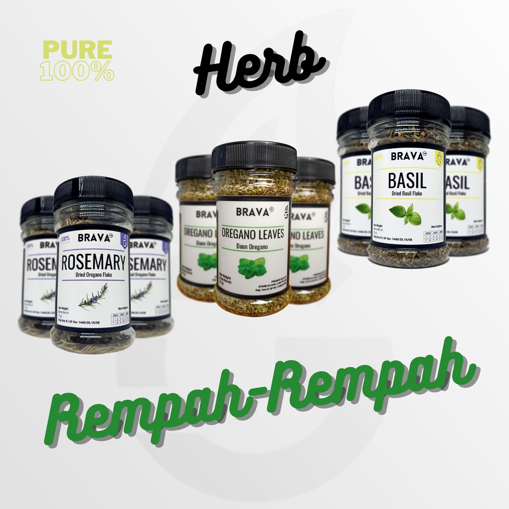 Jual BRAVA Rempah Original Oregano, Basil, Rosemary Daun Kering / Dried ...