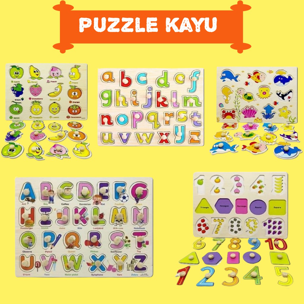 Jual Mainan Pazel Puzzle Kayu Huruf Angka Hewan Buah Edukasi Anak ...