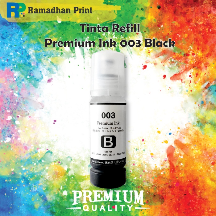 Jual Tinta 003 Premium Ink Black Color EPSN Compatible L3110 L3210 ...