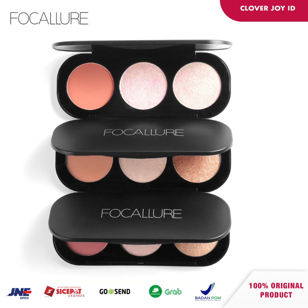 Jual ( ORIGINAL ) FOCALLURE Makeup Trio Blush Highlight & Contour (New ...