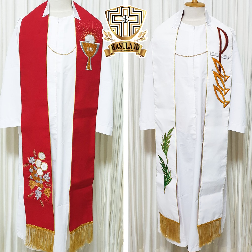 Jual Stola 2 Warna Putih Merah Jubah Romo Katolik 2 | Shopee Indonesia