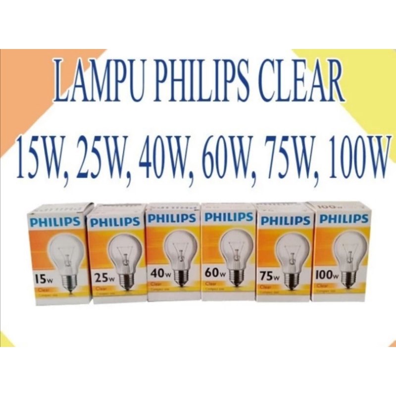 Jual Lampu Bohlam Pijar Philips 60w 75w 100w | Shopee Indonesia