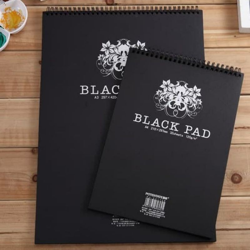 Jual A4 A5 POTENTATE BLACK PAD WIRE BOOK BUKU GAMBAR LUKIS KERTAS HITAM ...