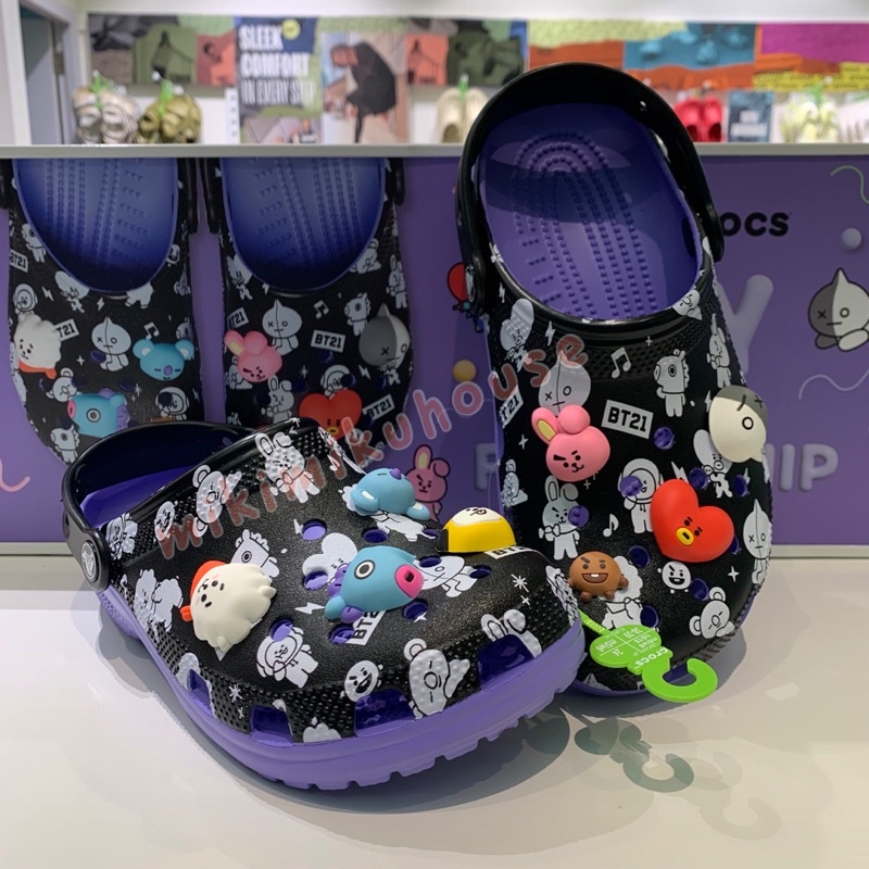 Jual BT21 CROCS SENDAL PLATFORM BAE CLOG CROCS SANDAL BT21 JIBBITZ ...