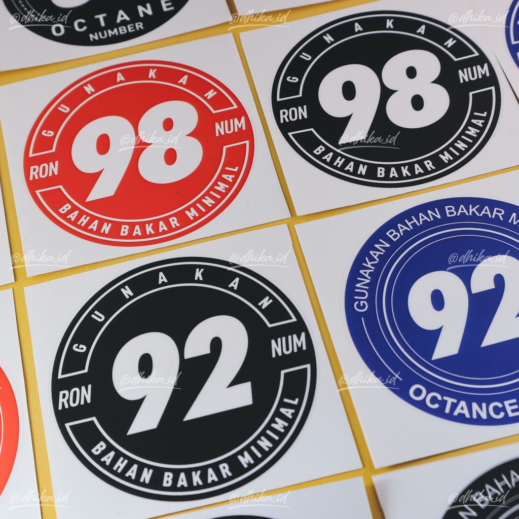 Jual Stiker Sticker Bensin Gunakan Bahan Bakar Minimal Octane Number 92 ...