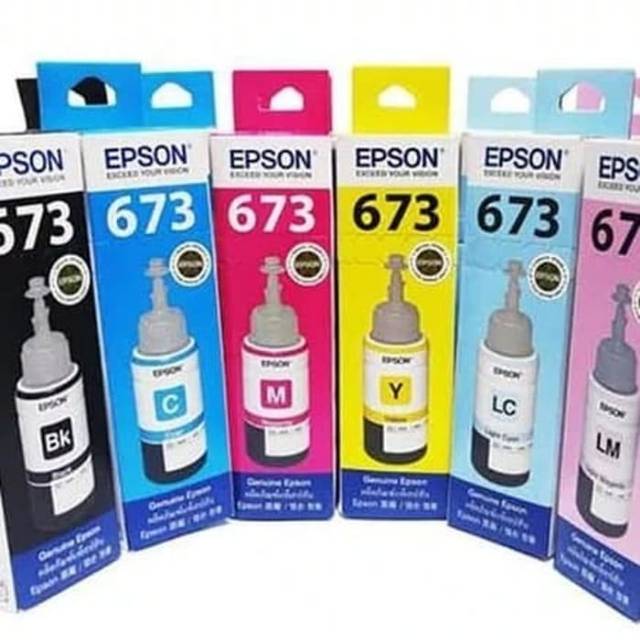 Jual Tinta EPSON 673/T6731/L800 (B C M Y LC LM) | Shopee Indonesia