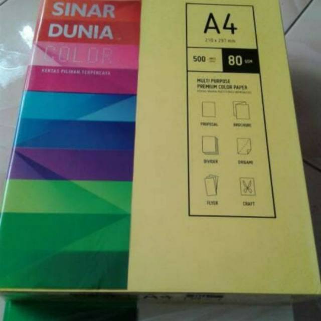 Jual SINAR DUNIA. KERTAS WARNA A4 80gsm. | Shopee Indonesia