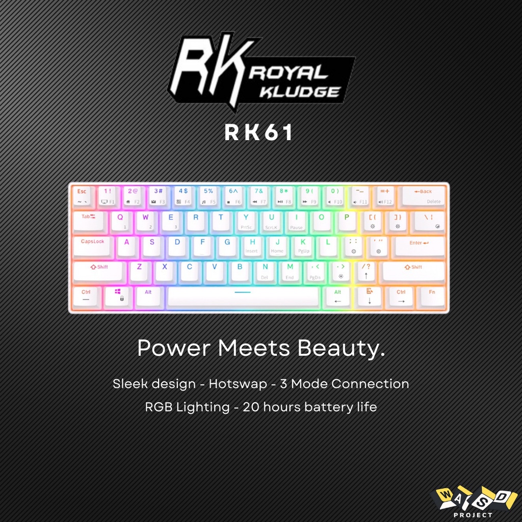 Jual ROYAL KLUDGE RK61 Mechanical Keyboard | 60% Layout | Hotswap | 3 ...