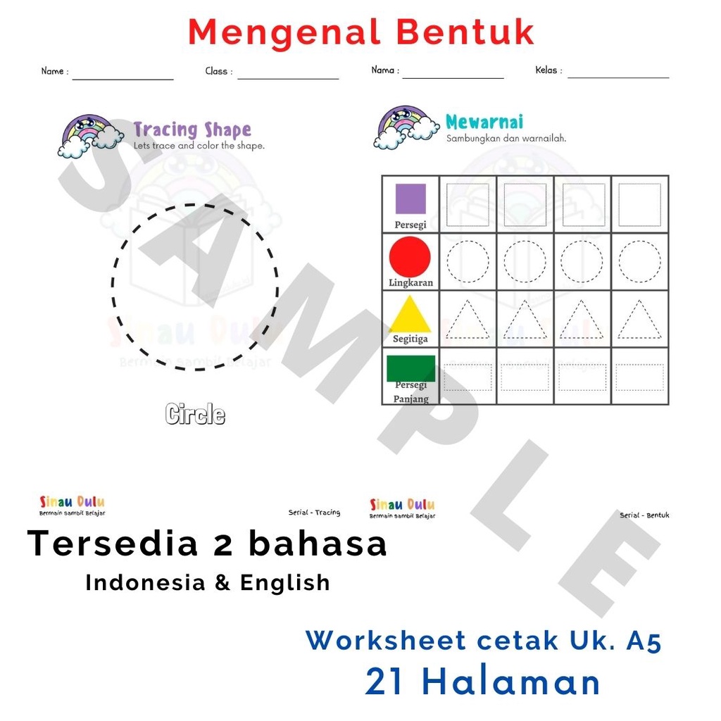 Jual Lembar Kerja (Worksheet) Mengenal Bentuk Anak 2 3 4 5 6 tahun ...