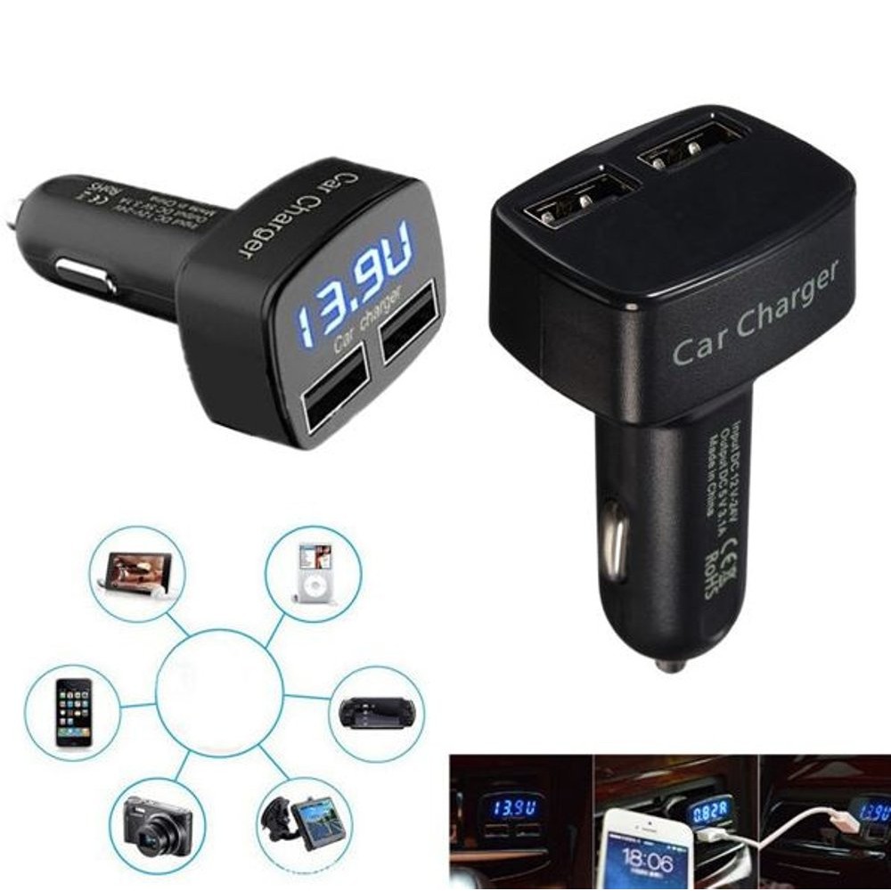 Jual SUPER QUALITY NEO 4in1 Car Charger Voltmeter AmpereMeter Temperature 3.1A output VST ...