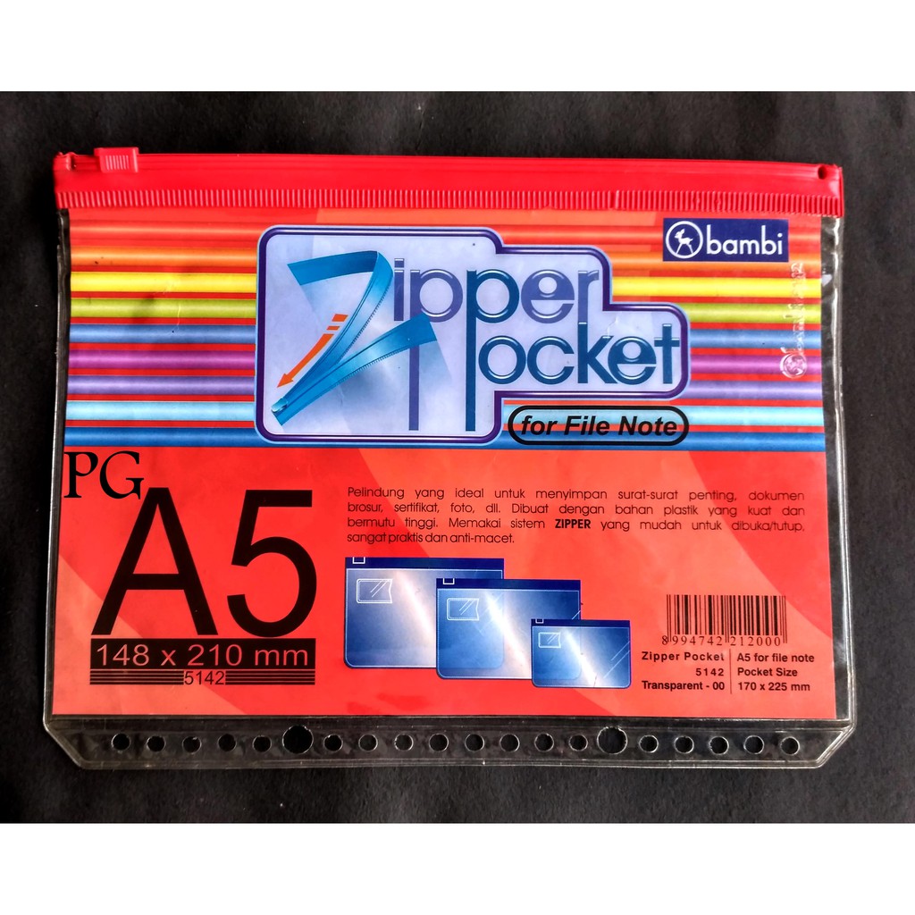 Jual Bambi Zipper Pocket Transparant A5 Map Plastik Sleting Transparan ...