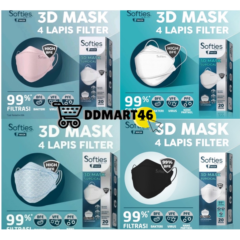 Jual Softies Surgical 3D Mask Original KF94 4ply Masker Box isi 20 ...