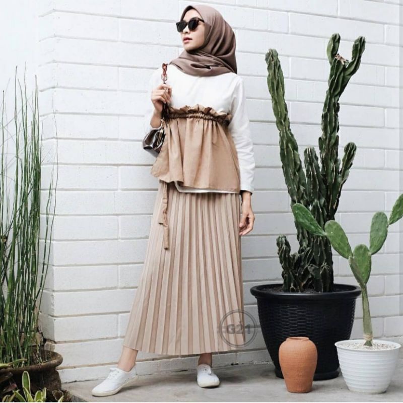 Jual Rok Plisket Prisket Rempel Hitam Panjang Rok Panjang Plisket ...
