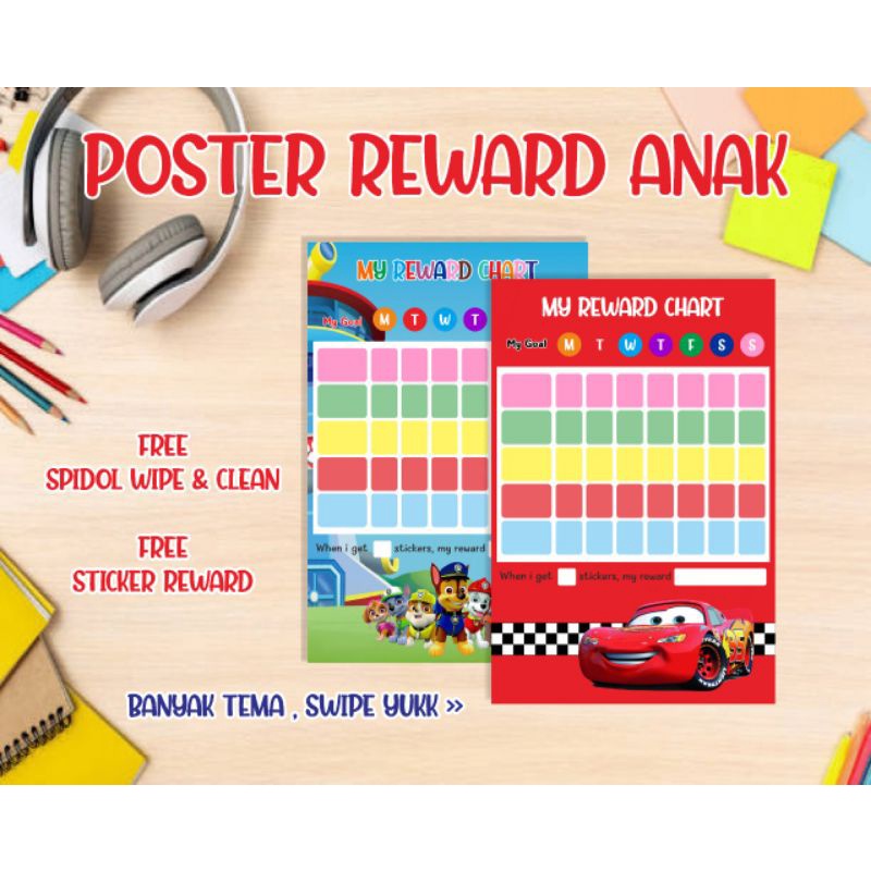 Jual REWARD CHART / POSTER REWARD ANAK / REWARD BOARD / REUSABLE REWARD ...