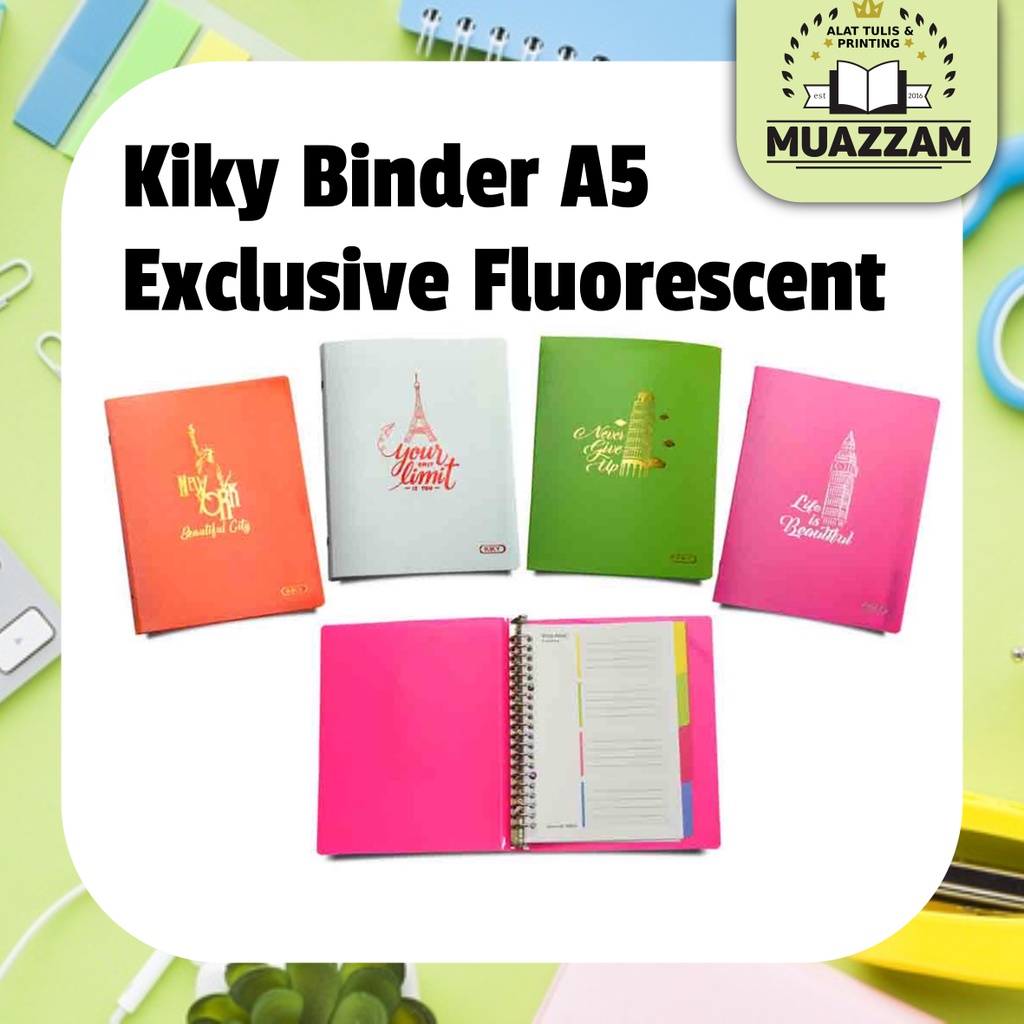 Jual KIKY Binder Set Exclusive Fluorescent Uk. A5 / 18 x 22.5 x 3 cm (1 ...