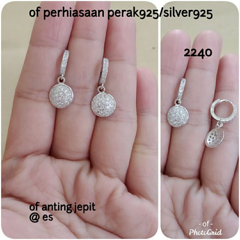 Jual ANTING JEPIT GANTUNG BULAT 2240ajg. PERAK925 LAPIS MAS PUTIH | Shopee Indonesia