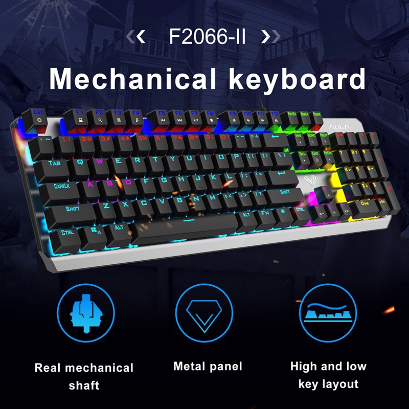 Jual AULA KEYBOARD GAMING MECHANICAL NEW 2066-II RGB MACRO | Shopee ...