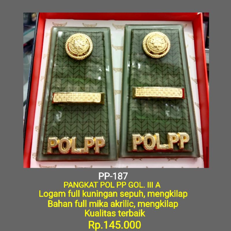 Jual pp-187 pangkat pol pp golongan 3 a polos bahan full mika | Shopee ...