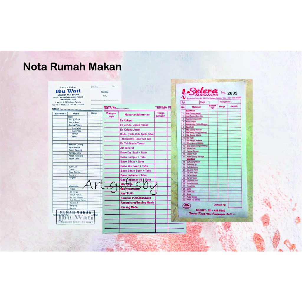 Jual Nota Panjang - Nota Costum 1 Ply - Nota Rumah Makan | Shopee Indonesia