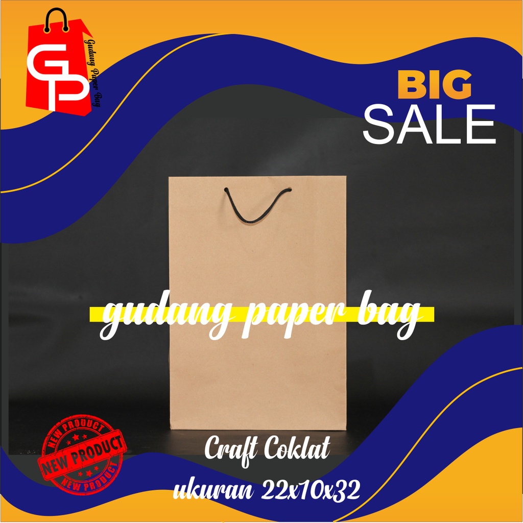 Jual PAPERBAG 22x10x32 PxLxT tas kado paper bag souvenir godybag craft ...