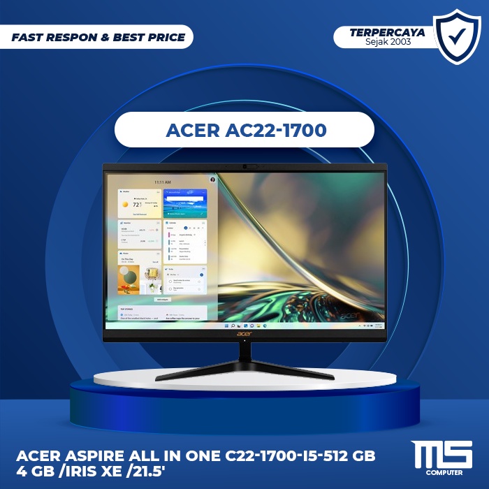 Jual ACER PC ALL IN ONE C24-1700 i5-1235U 8GB 512GB 23,8" FHD IPS OHS ...