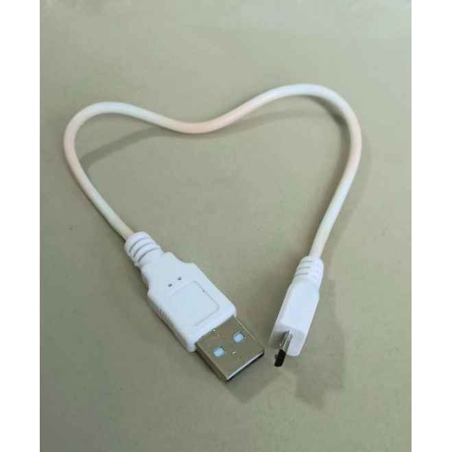 Jual kabel usb micro powerbank atau charger panjang 25cm bulat putih ...