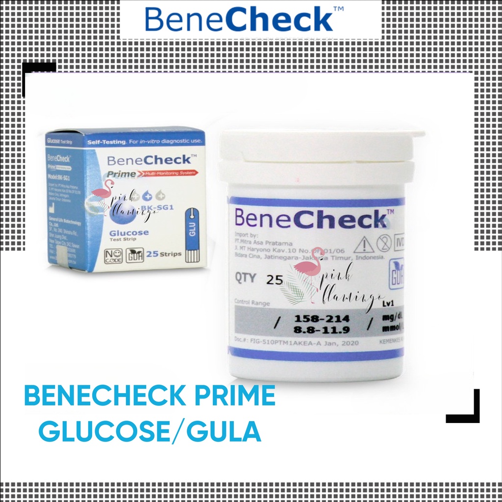 Jual Benecheck Prime Strip Test Gula Darah Isi 25 Test Stirp (Glukosa ...