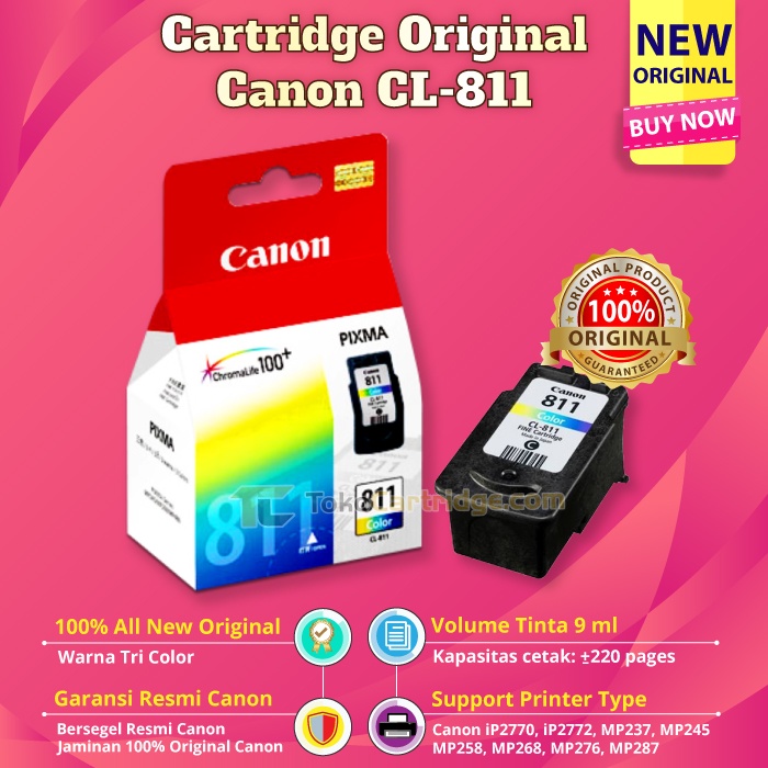Jual Cartridge Tinta Canon CL811 Color Original CL 811 Colour Katrid CL ...