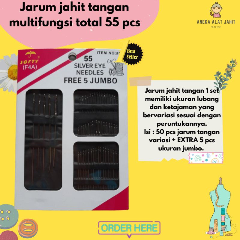 Jual Jarum Jahit Tangan (50 Pcs + 5 EXTRA Jarum Besar) | Shopee Indonesia