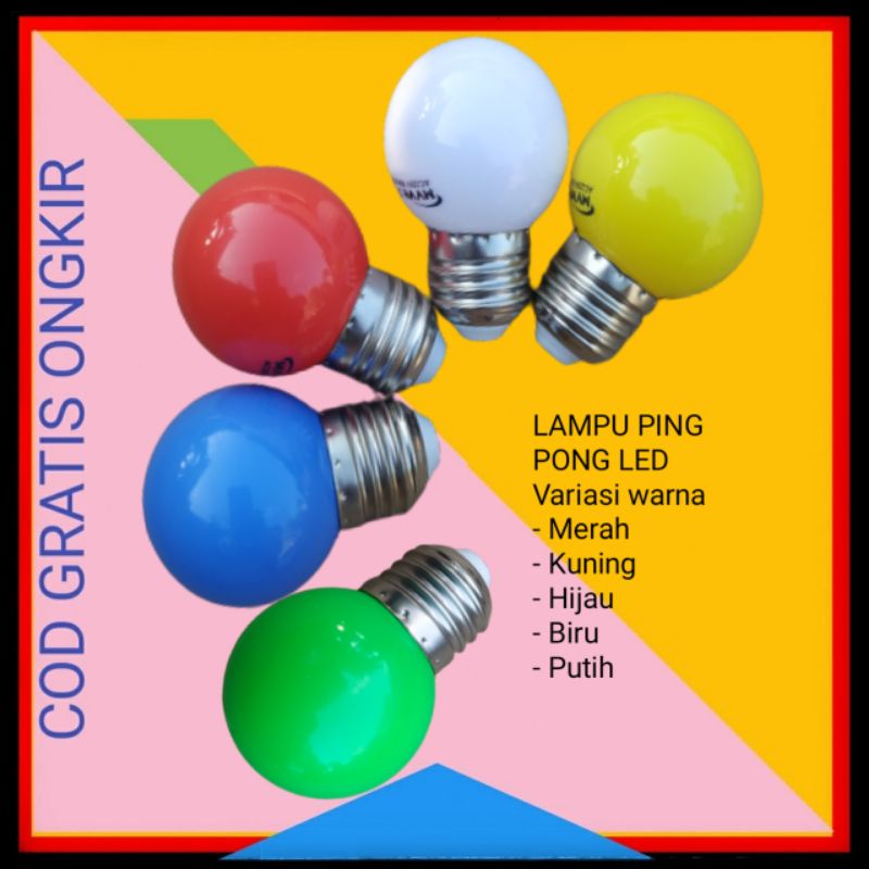 Jual LAMPU LED PINGPONG WARNA WARNI 3 WATT MURAH | Shopee Indonesia