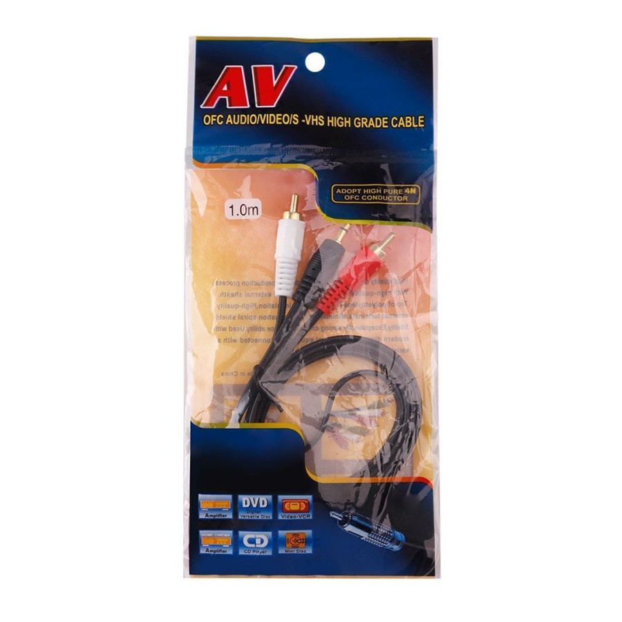 Jual KABEL AUX AV 2IN1 1 METER AV-02 AUDIO CABLE RCA 2 IN 1 AV02 1M ...
