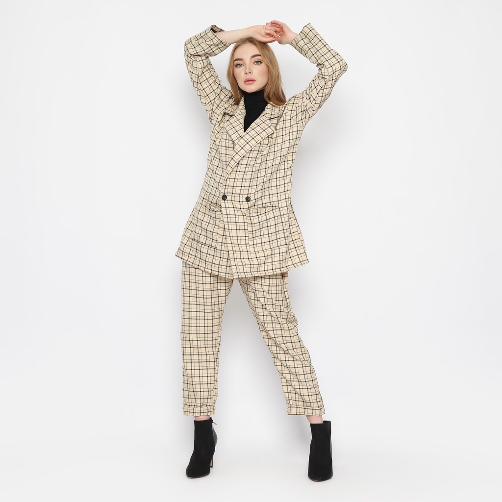 Jual SETELAN blazer midi milicent MACARONS square premium tebal ada ...