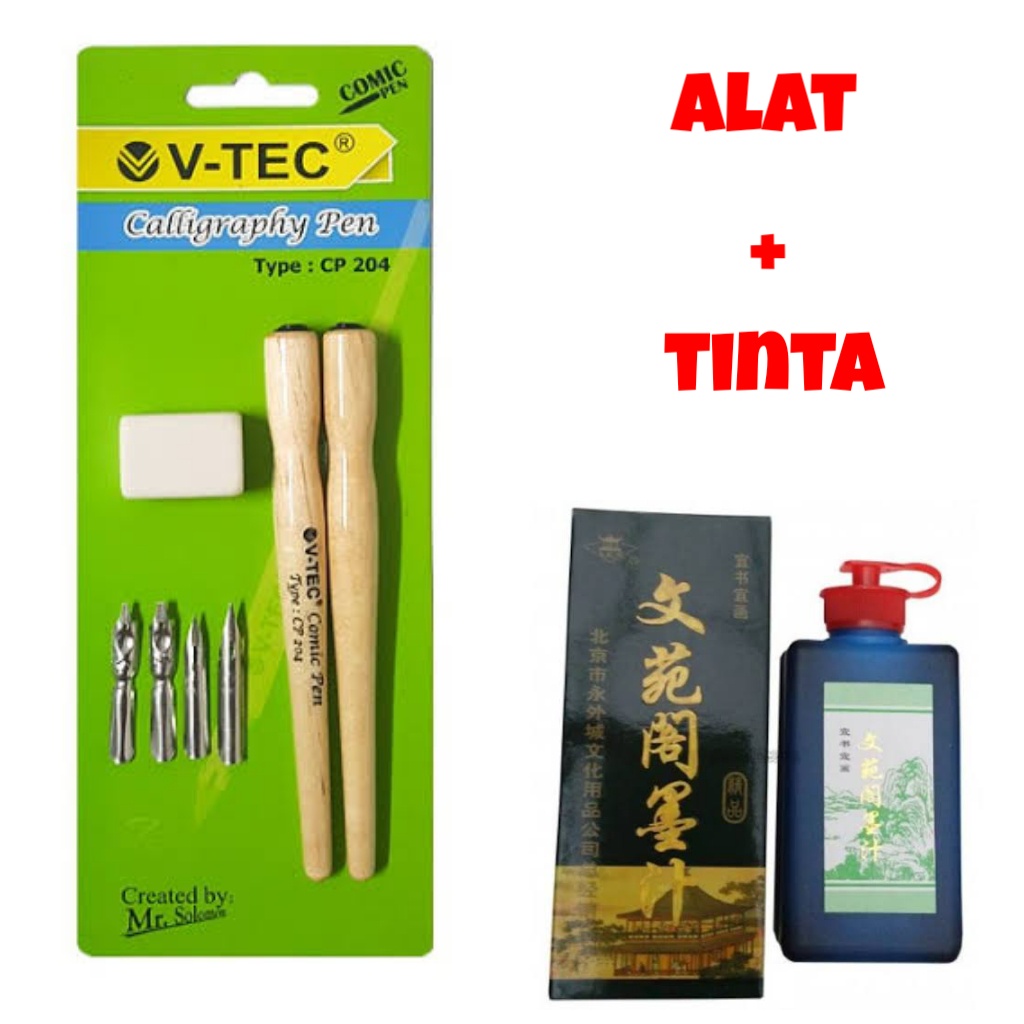 Jual paket Calligraphy Pen dan Tinta Kaligrafi alat pulpen pensil ...