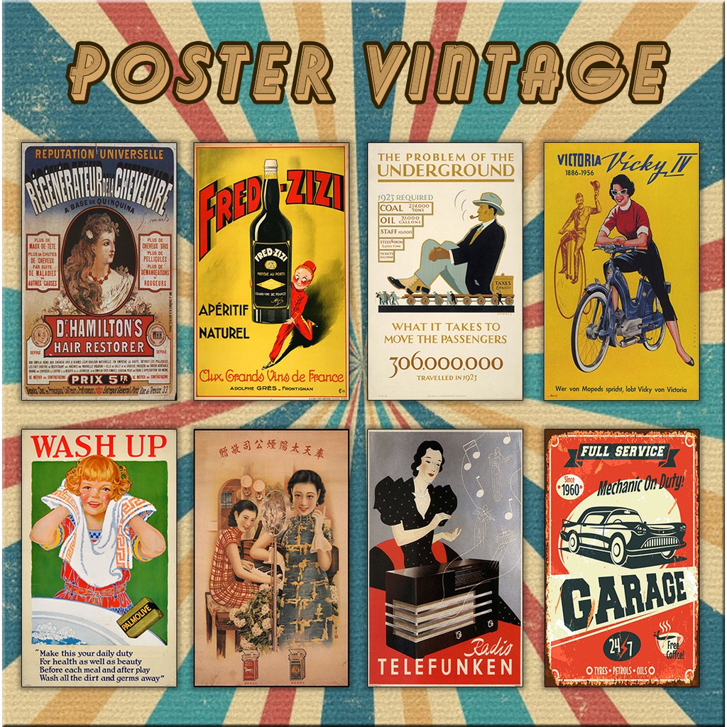 Jual POSTER IKLAN JADUL / VINTAGE RETRO WALLPAPER A3+ | Shopee Indonesia