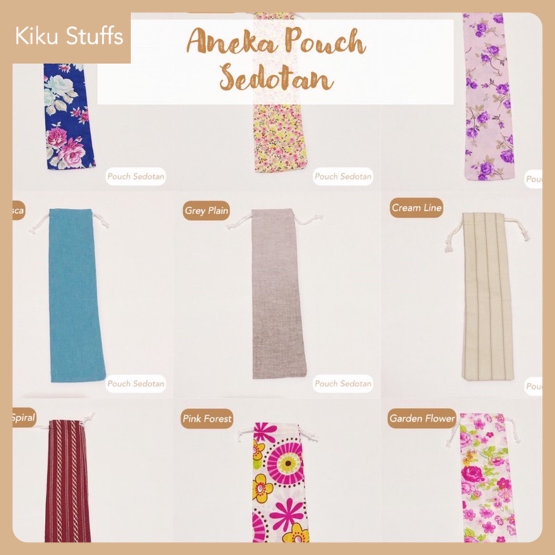 Jual [Pouch Kain Katun] Wadah Sendok Garpu Sedotan Reusable Stainless ...